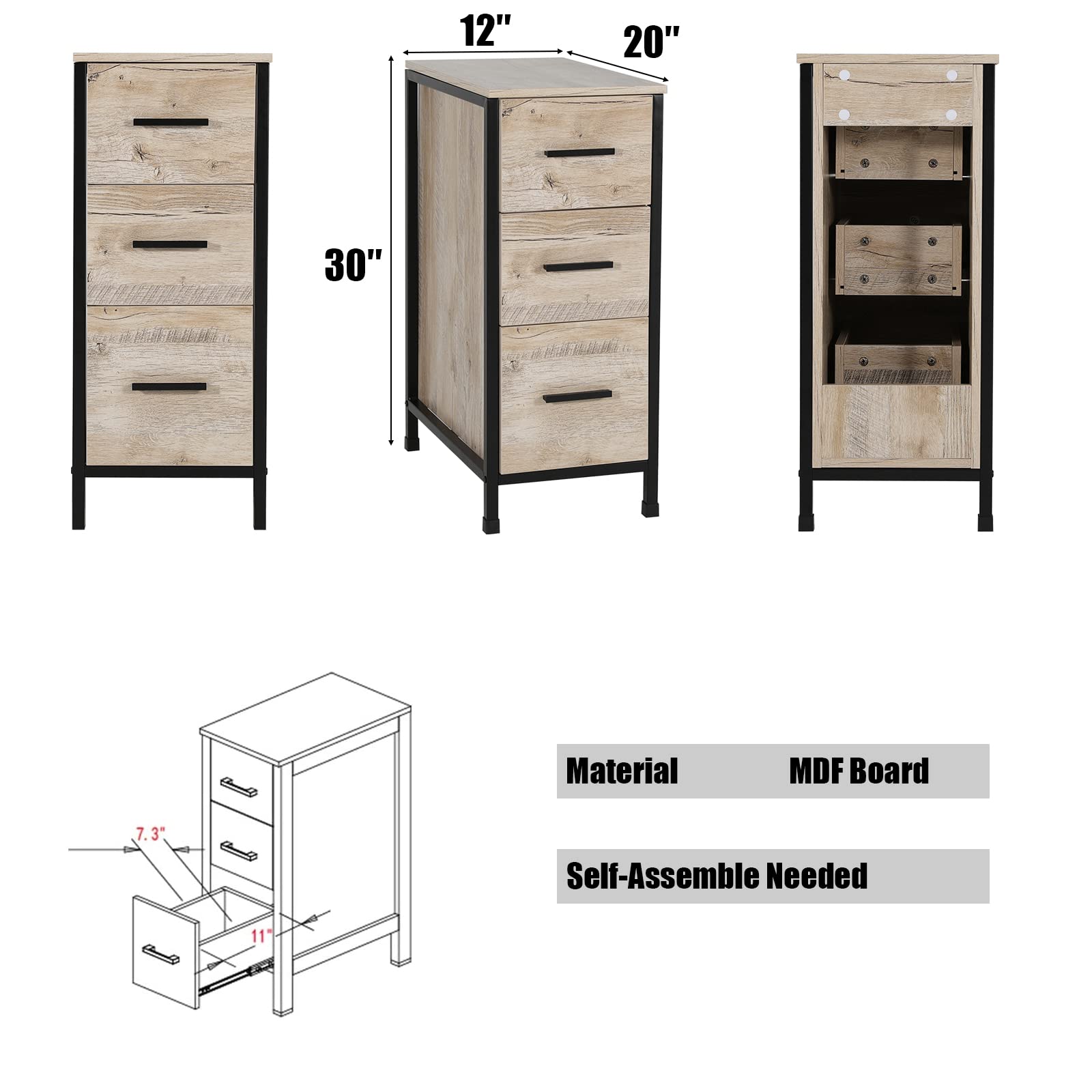 eclife 36" Bathroom Vanity Sink Combo Modern Metal Stand Cabinet W/Bottom Shelf & Storage Side Cabinet White Square Vessel Sink & Water Save Faucet & Pop Up Drain, Oak (A07)