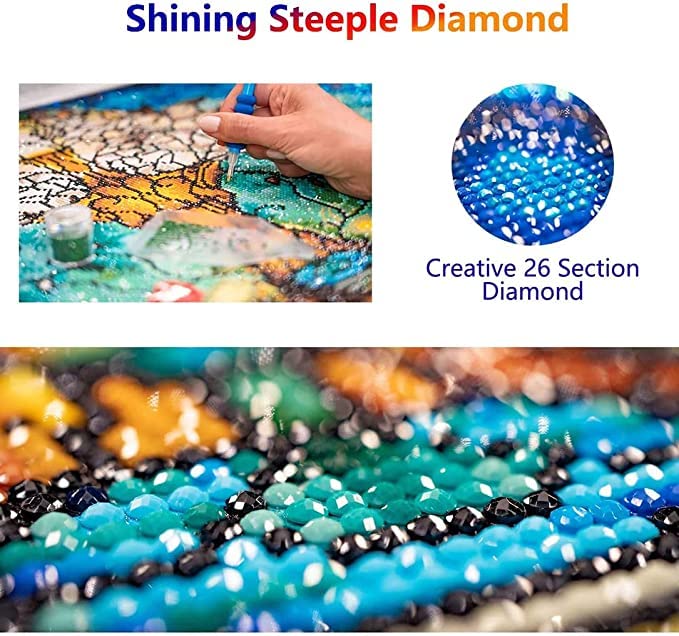 Eiazuiks Diamond Painting Kits for Adults, 5D Full Drill Diamond Art Deer Round Diamond Dots Gem Arts Suitable for Home Wall Decoration 12x16in