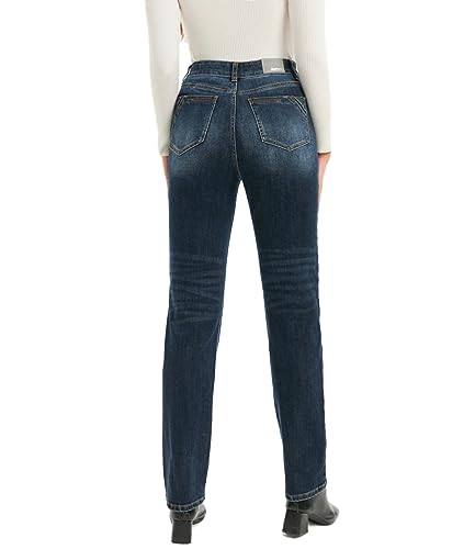 MetHera Women's Rolla Vintage High Rise Stretch Straight Leg Jeans (10, San Diego)