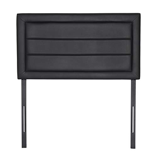 VECELO Faux Headboard Upholstered Heaboards Banded Tufted Modern Bed Backboard, Twin Size, Twin/Twin XL, Leather Black