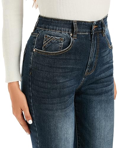 MetHera Women's Rolla Vintage High Rise Stretch Straight Leg Jeans (10, San Diego)