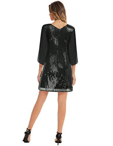 GRACE KARIN Women Shimmer Sequin Dresses Evening Dress Wedding Guest Dresses Black L