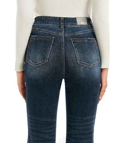 MetHera Women's Rolla Vintage High Rise Stretch Straight Leg Jeans (10, San Diego)