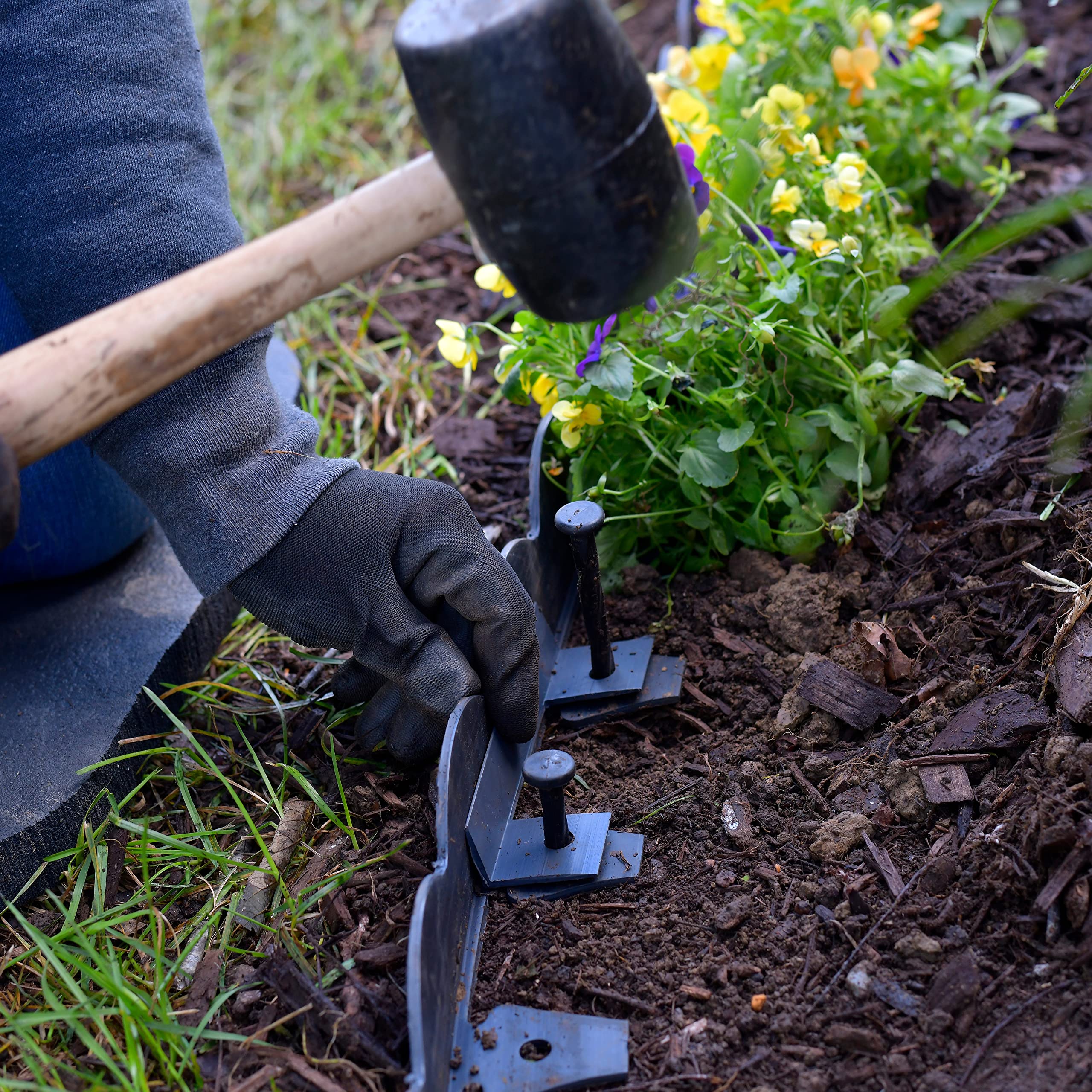 EasyFlex No-Dig Landscape Edging Connectors, Compatible with EasyFlex Traditional, Scalloped, and Tall Wall L-Shaped No-Dig Garden Edging, 5-Pack, Black