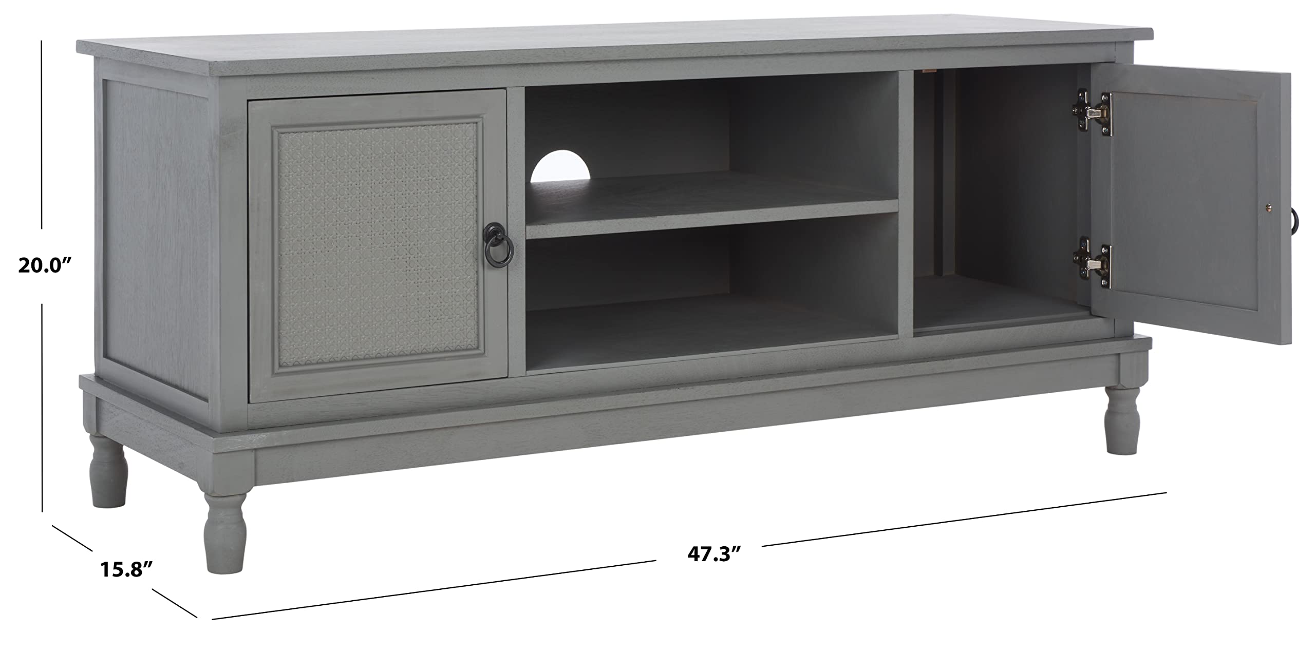 SAFAVIEH Home Collection Haines Distressed Grey 2-Door 1-Shelf Entertainment Stand up to 55" Flatscreen TV Media Unit