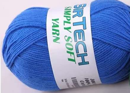 SirTech 100% Milk Cotton Yarn Soft for Crocheting & Knitting (300 Yards) (1 Skein) (Blue)