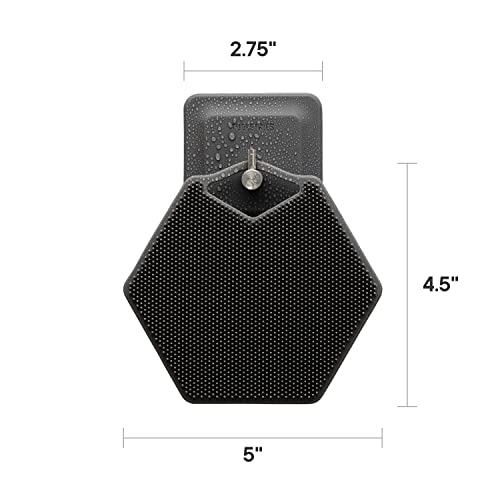 Tooletries - Body Scrubber & Storage Hook - Silicone Toiletry Organizer, Shower & Bathroom Accessory - Features Silicone-Grip Technology, Removable & Reusable - Charcoal