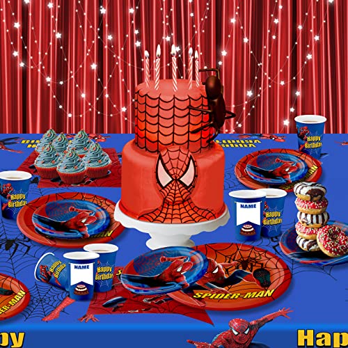 Spiderman Party Supplies for Kids Birthday, Disposable Tableware for 16 Guests, Include 7β Plates,9β Plates, 9 oz Cups, Table Cover, Napkins