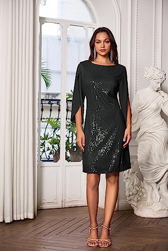 GRACE KARIN Women Shimmer Sequin Dresses Evening Dress Wedding Guest Dresses Black L