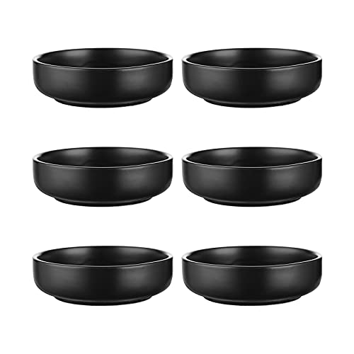 Selamica Ceramic 3.3 Inch Soy Sauce Dish Dipping Bowls Side Dishes Small Appetizer Pinch Bowls for Condiments, Sushi, Ketchup, BBQ-Set of 6(Matte Black)