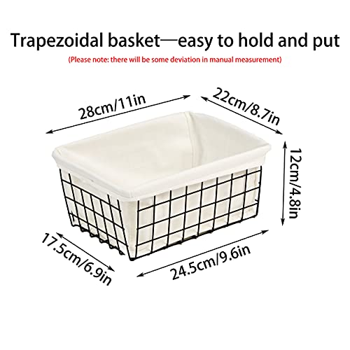 Wire Baskets with Liner, YQMM 4 Pack Wire Storage Basket Metal Basket Pantry Organizer Storage Bins Baskets for Freezer Shelf, Cabinet, Pantry, Closets, Kitchen, Bathroom, Garage Organizing