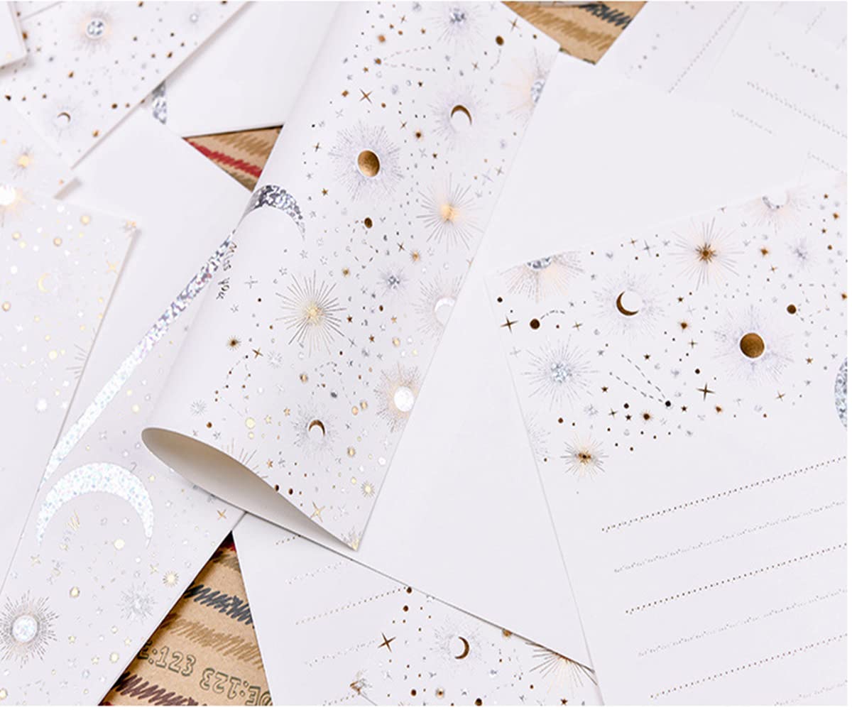 Stationery Paper Letterhead Sheets,36 Pcs Starry Sky Theme Series Stationery Design Writing Stationery Paper,For Writing Letters Wedding Invitations Crafts Computer Office Note(White