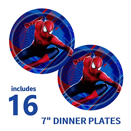 Spiderman Party Supplies for Kids Birthday, Disposable Tableware for 16 Guests, Include 7β Plates,9β Plates, 9 oz Cups, Table Cover, Napkins
