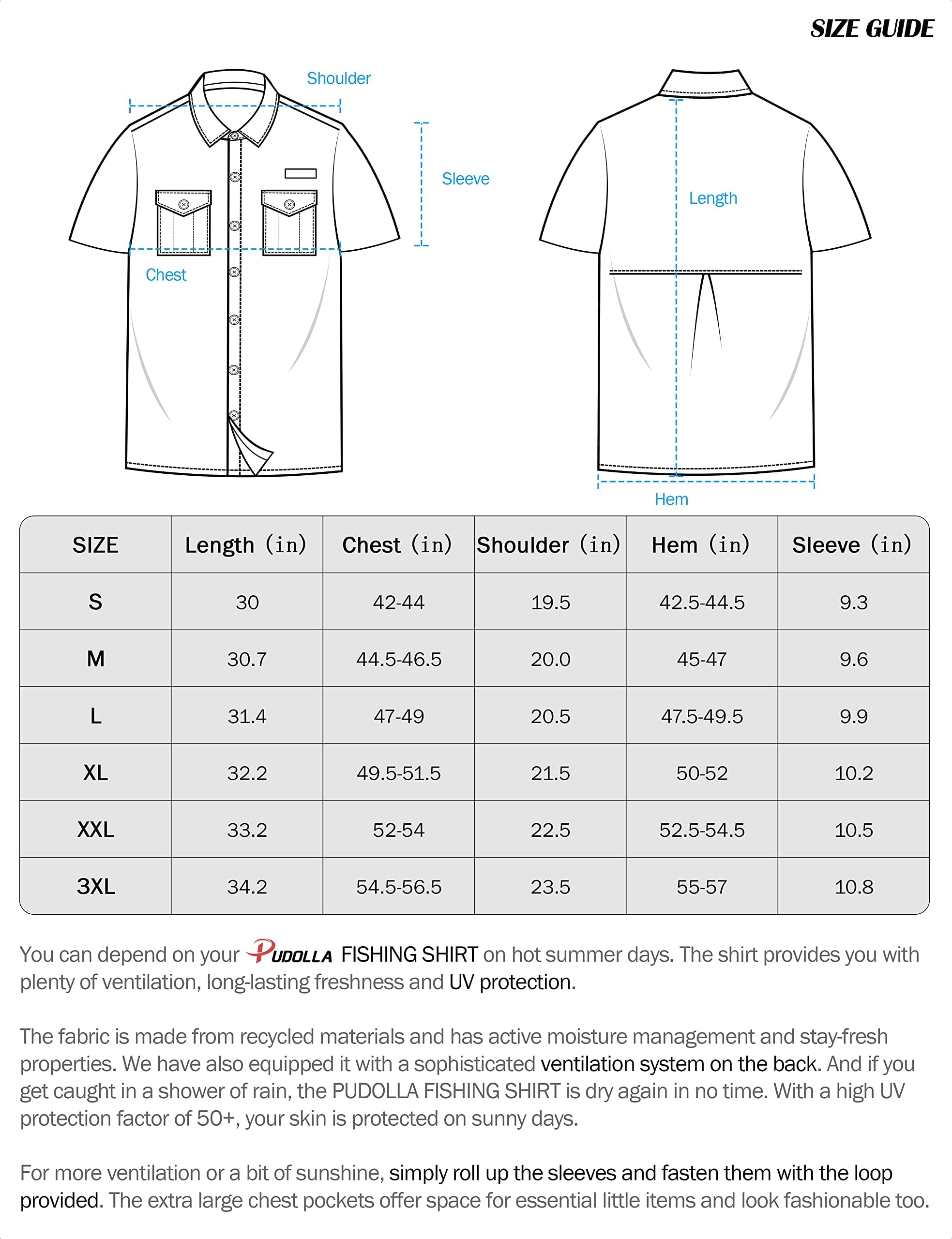 Pudolla Men's Fishing Shirts Short Sleeve Travel Work Shirts Summer Button Down Shirts for Men UPF50+ with Zipper Pockets(Olive, XX-Large)
