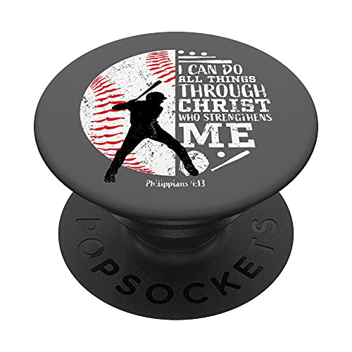 Cool Baseball Player Gifts Boys Kids Christian Bible Verse PopSockets Swappable PopGrip