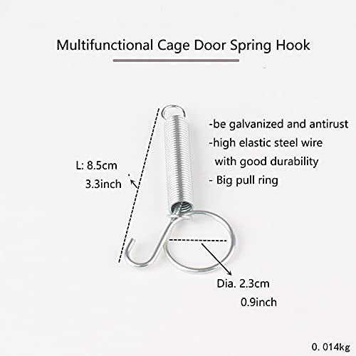 Spring Cage Latch Door Spring Hook Metal Finger for Fixing Rabbit, Dog, Cat, Parrot, Guinea Pig, Bunny, JSM Pet Cage Door(10Packs)