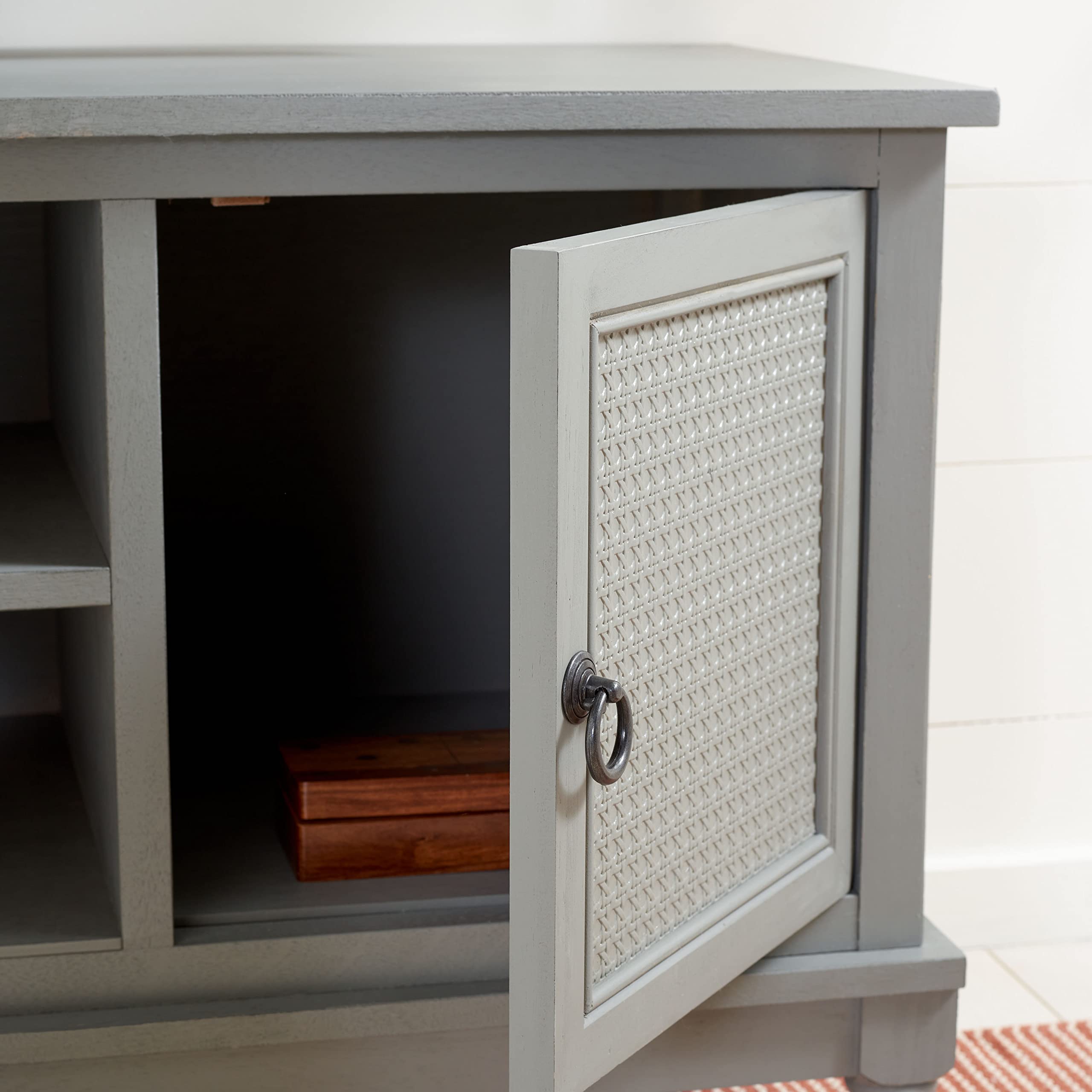 SAFAVIEH Home Collection Haines Distressed Grey 2-Door 1-Shelf Entertainment Stand up to 55" Flatscreen TV Media Unit