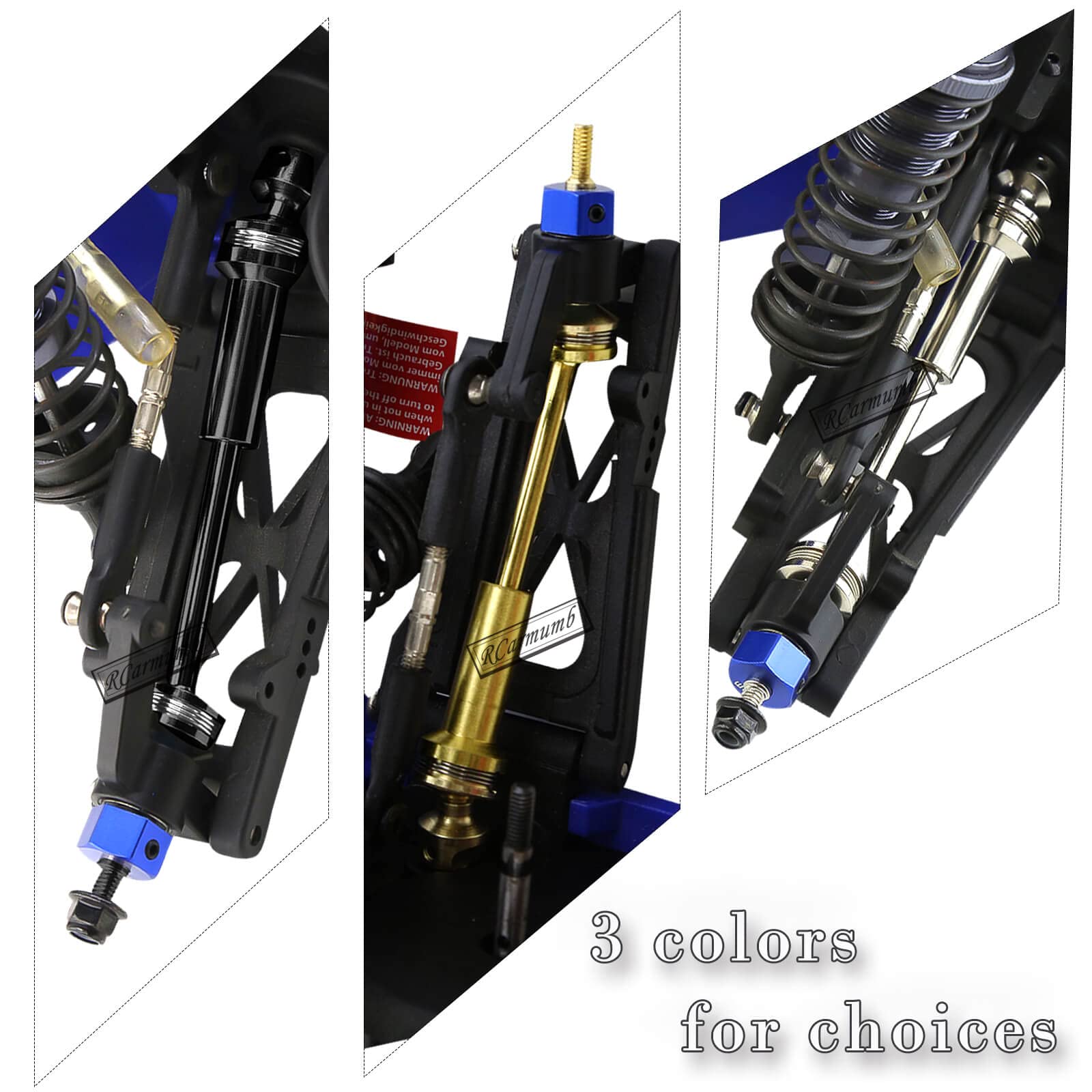 Rcarmumb CVD Upgrades Part for 1/10 Rustler VXL 4X4,Stampede VXL 4X4,Slash VXL 4X4 Platinum Ultimate,Hoss VXL 4X4 4WD RC, Alloy Front Rear Stainless Steel #45 Axle with Red Hex,Gold