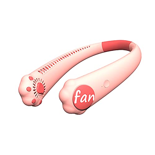 Vividda Portable Neck Fan, Rechargeable Fan around Neck, Hands Free Personal for Your Hanging Bladeless, Cooling Air Conditioner with 3 Wind Speed Outdoor Indoor, Pink