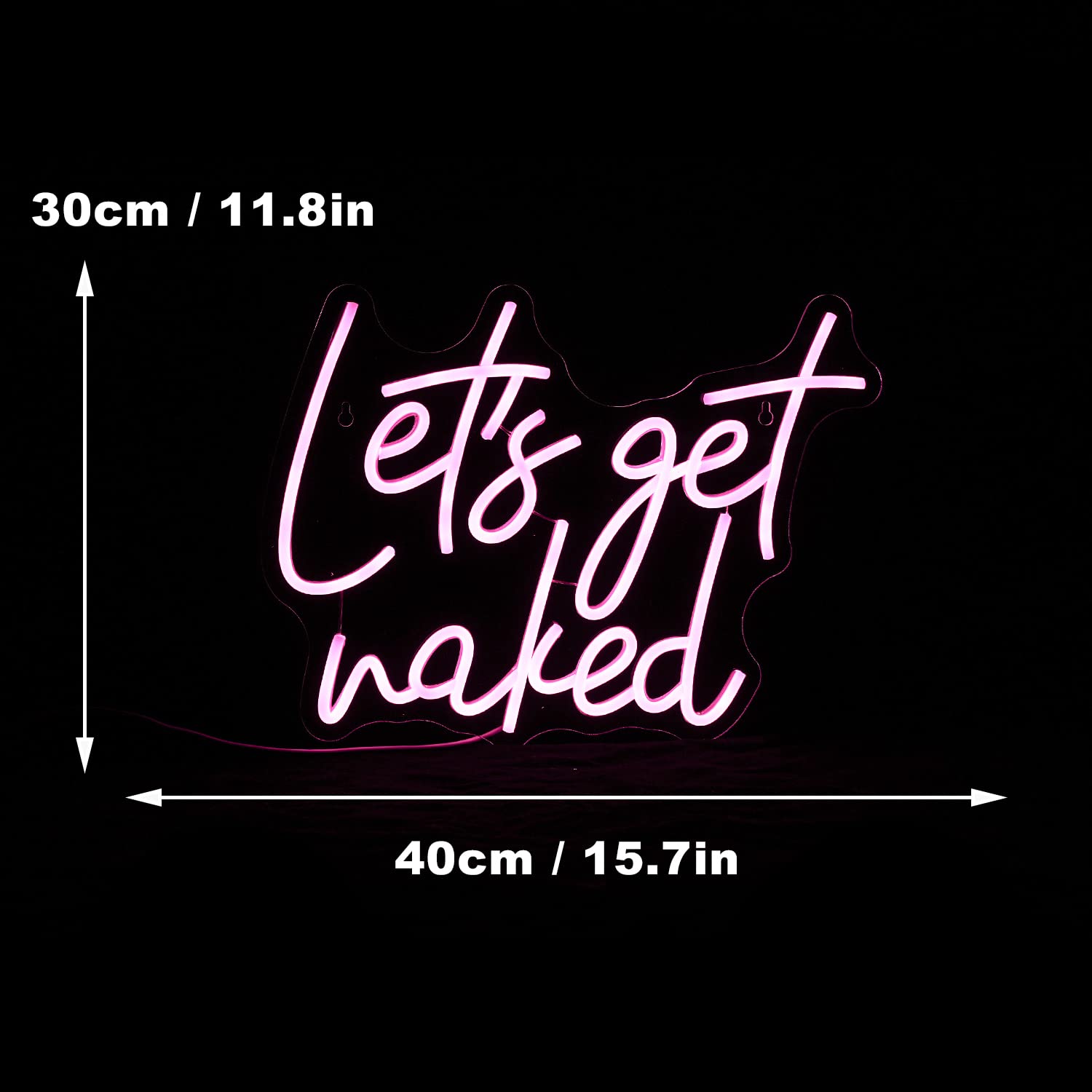 Let's Get Naked Neon Sign Dimmable Pink Neon Light for Wall Decor Powered by USB Words LED Lights for Bedroom Girls Gift Thanksgiving, Christmas(15.7"x11.8")