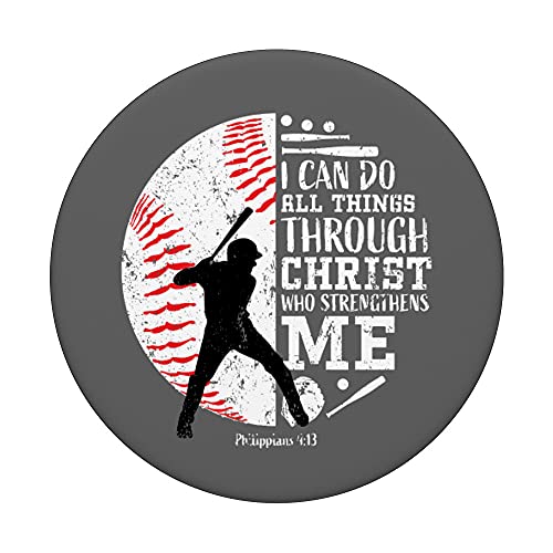 Cool Baseball Player Gifts Boys Kids Christian Bible Verse PopSockets Swappable PopGrip