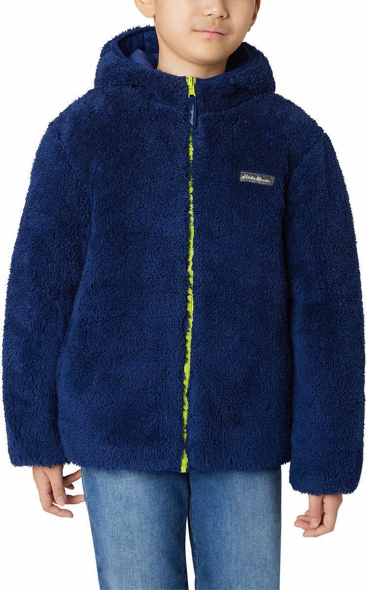 Eddie Bauer Kids Reversible Plush Hoodie Jacket (as1, alpha, m, regular, Navy/Royal, Medium 10/12)
