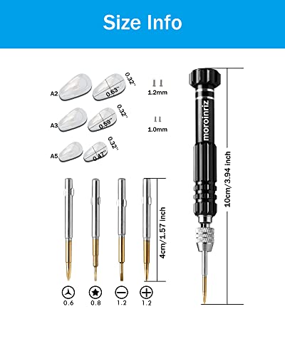 Eyeglass Repair Kit with Screws and Nose Pads, Pocket Size Optical Screwdriver, Micro Glasses Tightening/Fixing Tools, 4 in 1 Magnetic Small Screw Driver for Eye Glasses, Laptop, Watches, Electronics