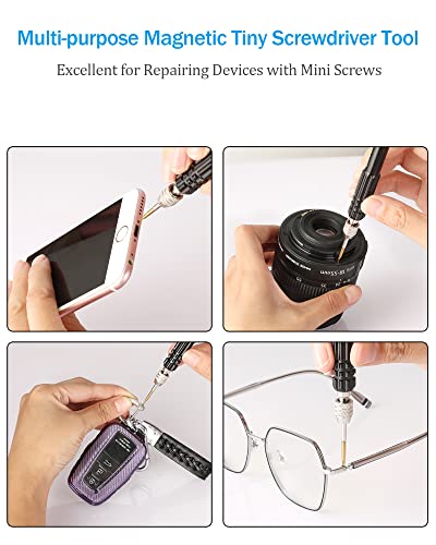 Eyeglass Repair Kit with Screws and Nose Pads, Pocket Size Optical Screwdriver, Micro Glasses Tightening/Fixing Tools, 4 in 1 Magnetic Small Screw Driver for Eye Glasses, Laptop, Watches, Electronics