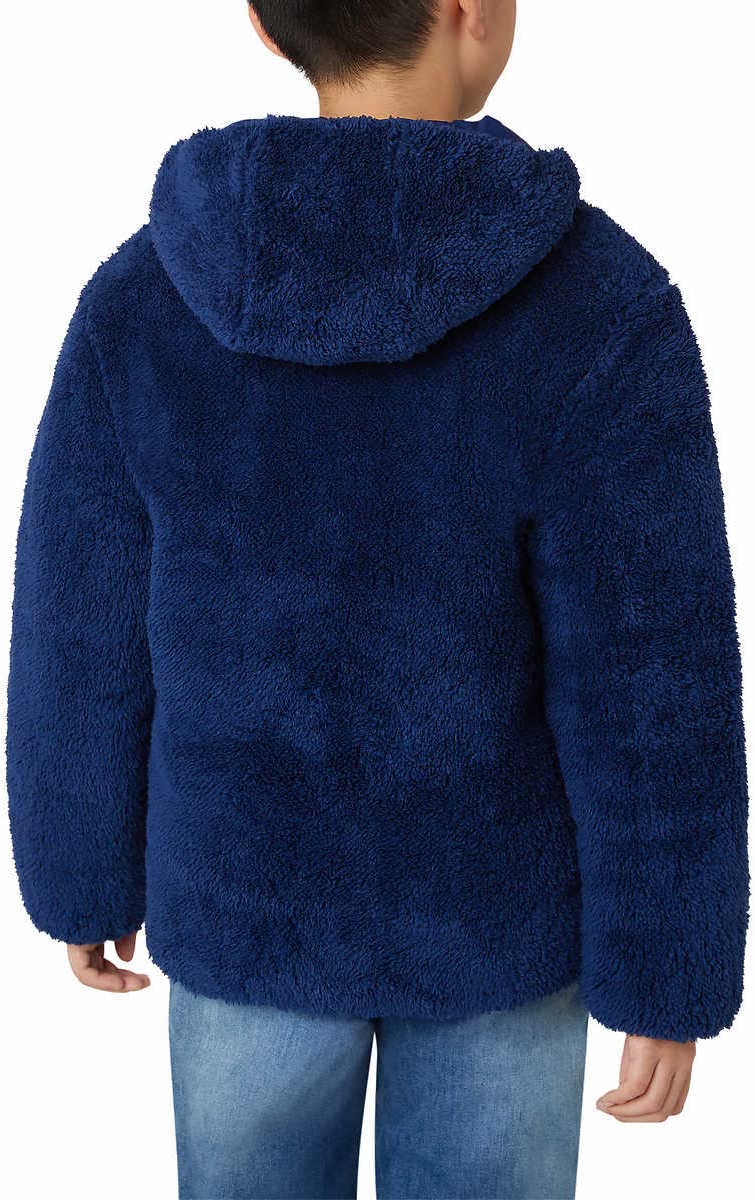 Eddie Bauer Kids Reversible Plush Hoodie Jacket (as1, alpha, m, regular, Navy/Royal, Medium 10/12)