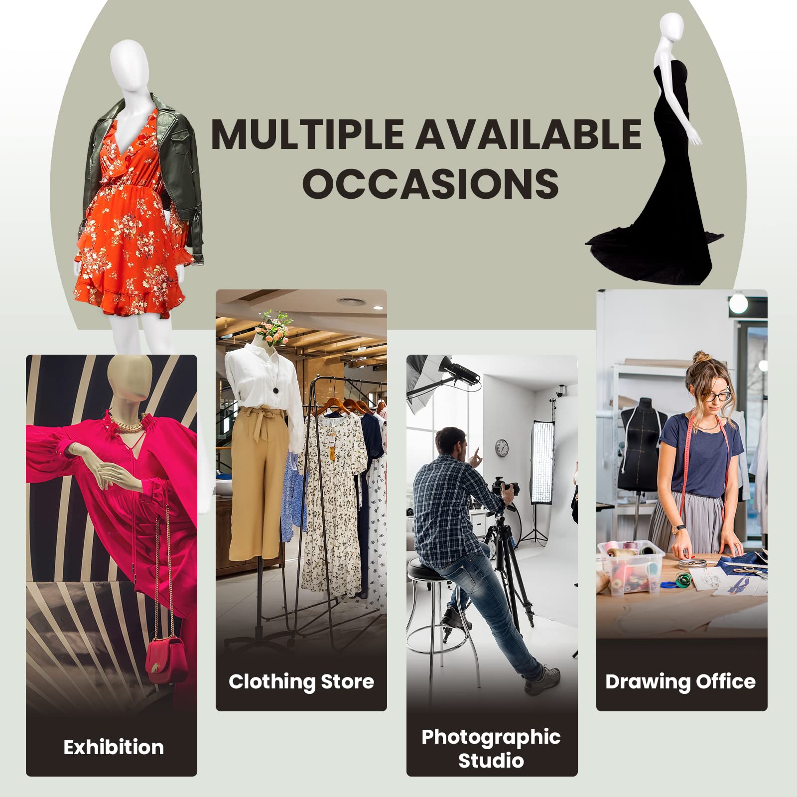 GOFLAME Female Mannequin Full Body, 69 Inches Realistic Mannequin Torso with Adjustable Postures & Detachable Body Parts, Sturdy Metal Base, Dress Model for Window Display, Exhibition, Drawing Office