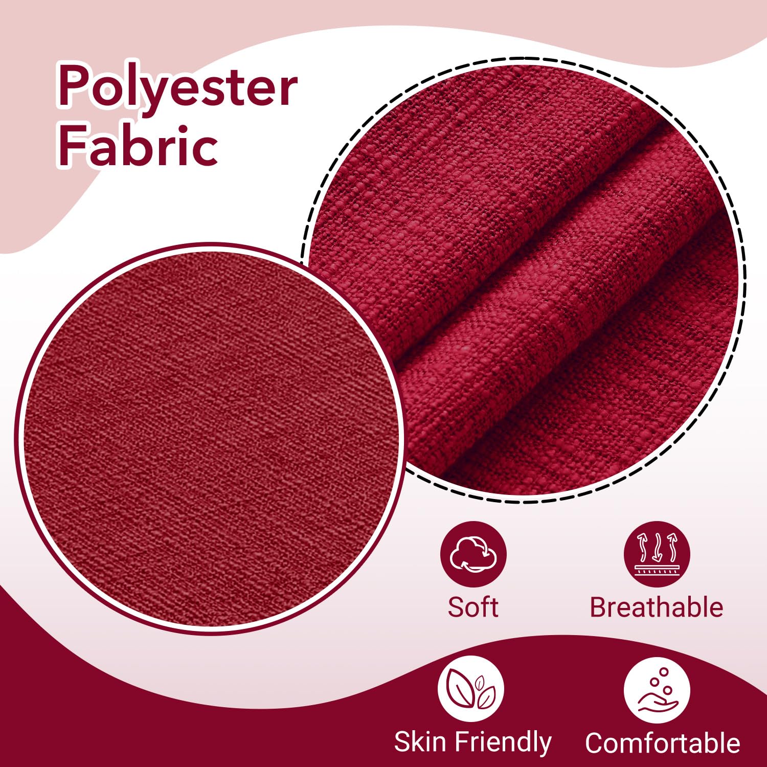 downluxe Indoor Chair Cushions for Dining Chairs, Soft and Comfortable Textured Memory Foam Kitchen Chair Pads with Ties and Non-Slip Backing, 16" x 16" x 2", Red, 4 Pack