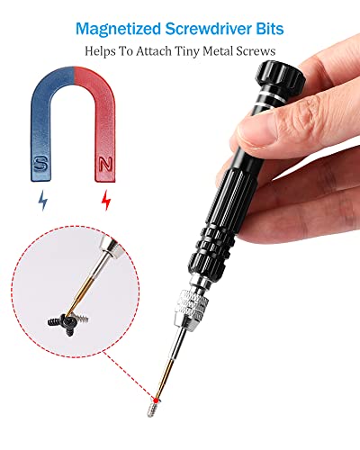 Eyeglass Repair Kit with Screws and Nose Pads, Pocket Size Optical Screwdriver, Micro Glasses Tightening/Fixing Tools, 4 in 1 Magnetic Small Screw Driver for Eye Glasses, Laptop, Watches, Electronics