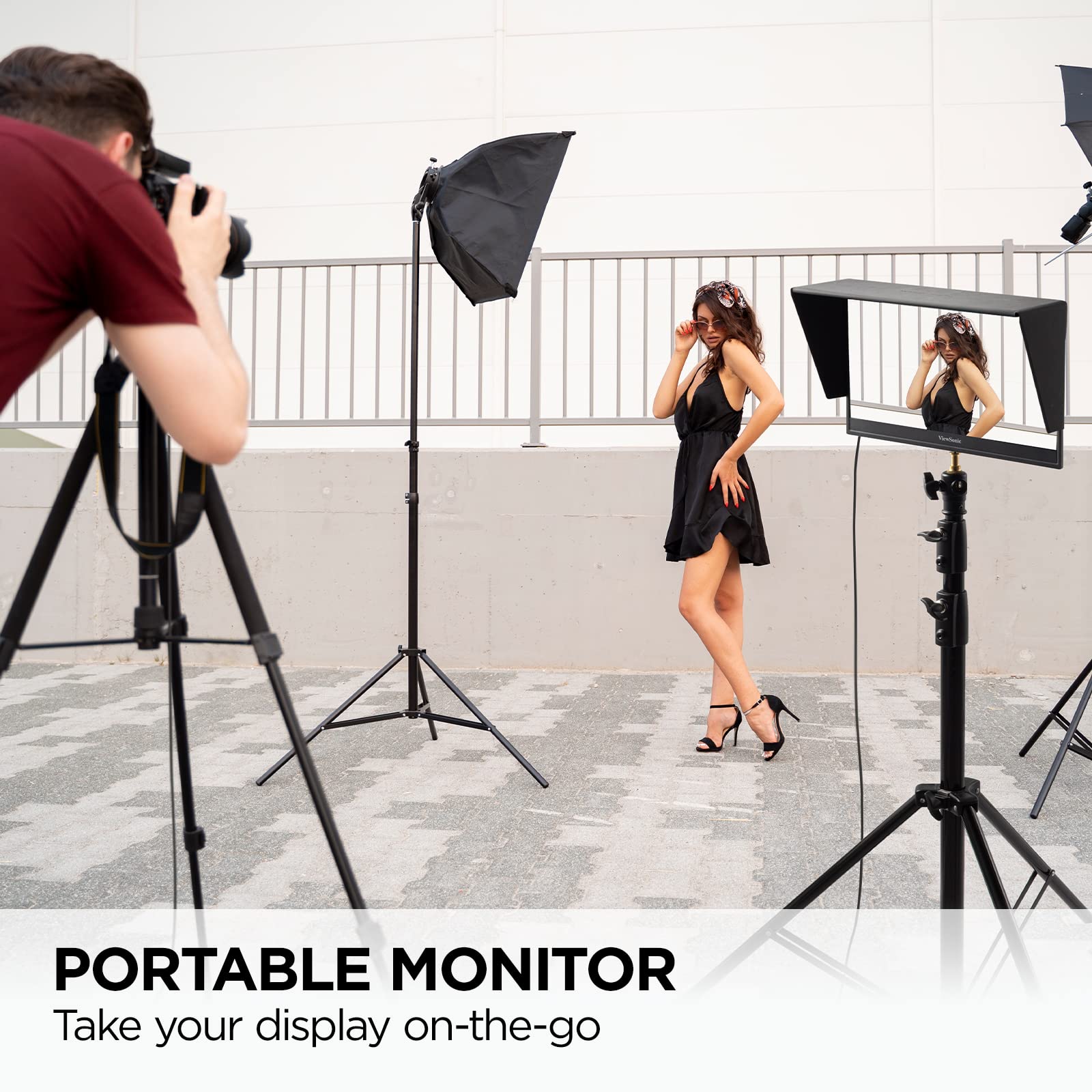 ViewSonic VP16-OLED 15.6 Inch 1080p Portable OLED Monitor with 2 Way Powered 40W USB C, Pantone Validated, Factory Calibrated, Built-in Ergonomic Stand with Protective Cover,Black