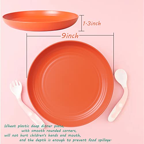 DLF. DONGLINFENG Wheat Straw Plates 6-Piece Unbreakable Wheat Plastic Dinner Plates (Deep Dish/Picnic Plate) 9-Inch
