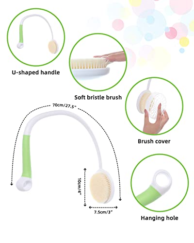Fanwer 27.5" Back Scrubber for Shower,Back Brush with Long Hnadle for Shower,Shower body Scrubber-Shower Bath Brush for Limited Mobility Men Women