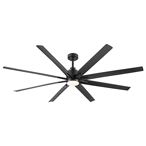 IQCSXLQ 72 Inch Black Large Ceiling Fan with Light and Remote, Outdoor Modern Ceiling Fan with Led Lights, Industrail Ceiling Fan with 8 Blade for Indoor Living Room Patios Office, DC Silent Motor…