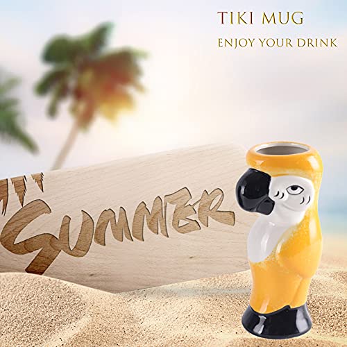 SUN GKOTTA Tiki Mugs Cocktail Set of 2 - Large Ceramic Tiki Cups,Tiki Glasses Cute Exotic Cocktail Glasses,Hawaiian Tiki MugTiki Mug