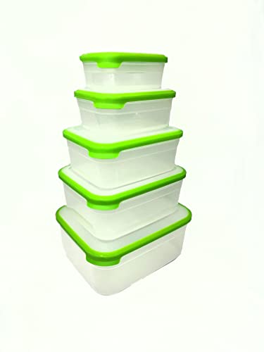 HELSIM Green 10-Piece Containers Set with Lids for Storage, Lunch, and Meal Prep, Dishwasher & Microwave Safe