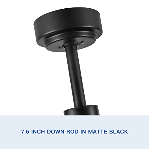 IQCSXLQ 72 Inch Black Large Ceiling Fan with Light and Remote, Outdoor Modern Ceiling Fan with Led Lights, Industrail Ceiling Fan with 8 Blade for Indoor Living Room Patios Office, DC Silent Motor…
