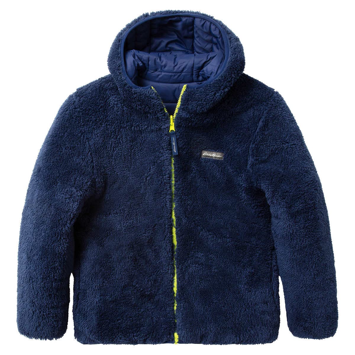 Eddie Bauer Kids Reversible Plush Hoodie Jacket (as1, alpha, m, regular, Navy/Royal, Medium 10/12)