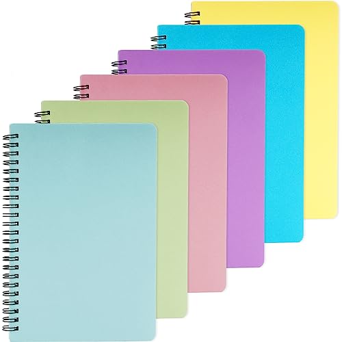 Aosmeol Spiral Notebook,6 Pack A5 5.7 x 8.3 Inch Spiral Lined Notebook,Thick Paper Hardcover Spiral Notebooks,College Ruled Notebooks for Writing School Office Business,60 Sheets 120 Pages,6 Colors