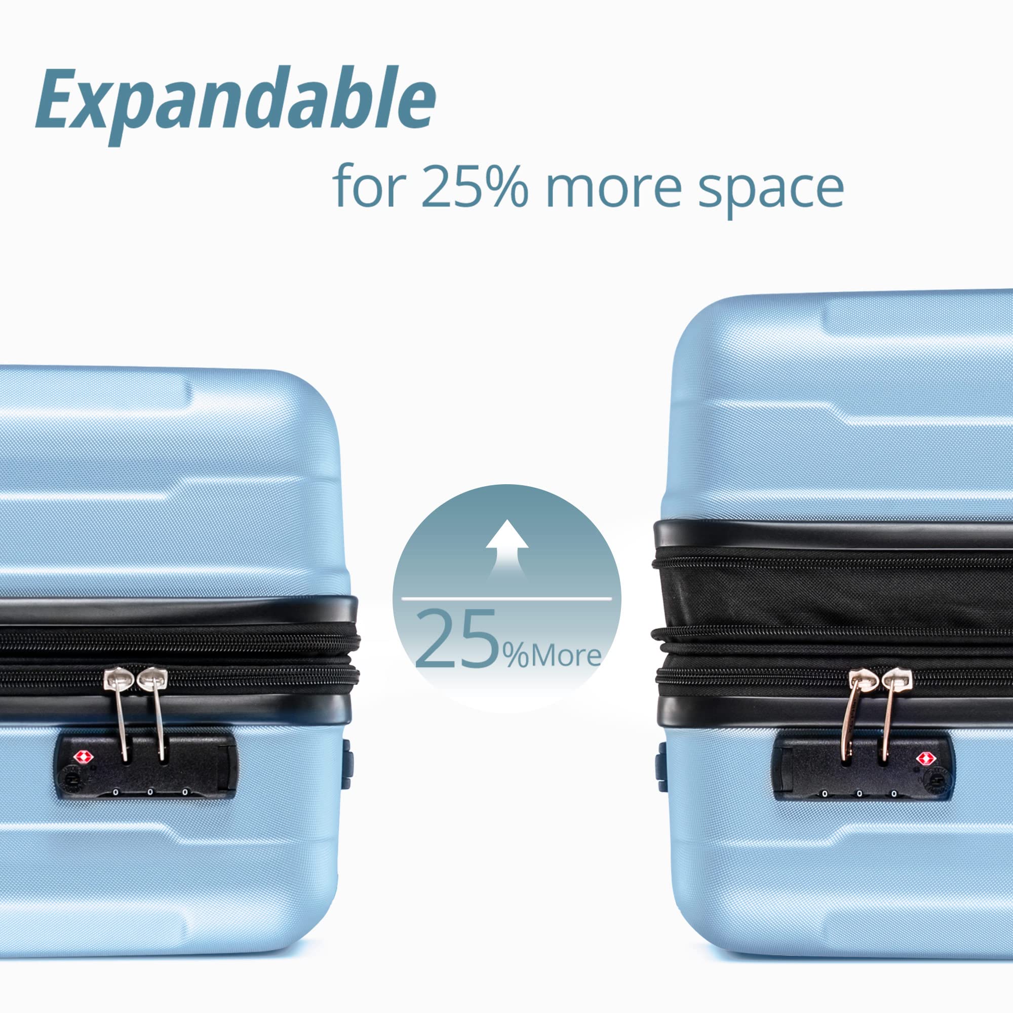 Merax Luggage Sets 2 Piece Suitcase Set 20/28,Carry on Luggage TSA Lock Expandable,Hard Case Luggage with Spinner Wheels,Blue