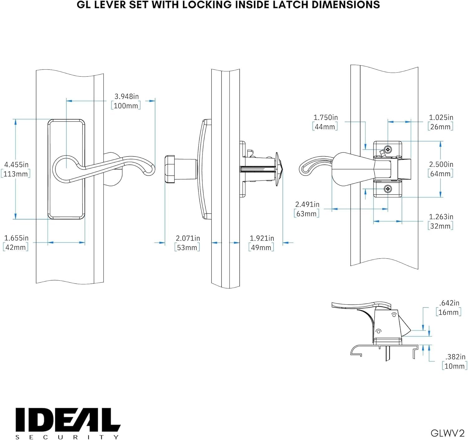Ideal Security GL Lever Handle Set for Storm Doors and Screen Doors, Storm Door Handle Replacement, Screen Door Handle, White