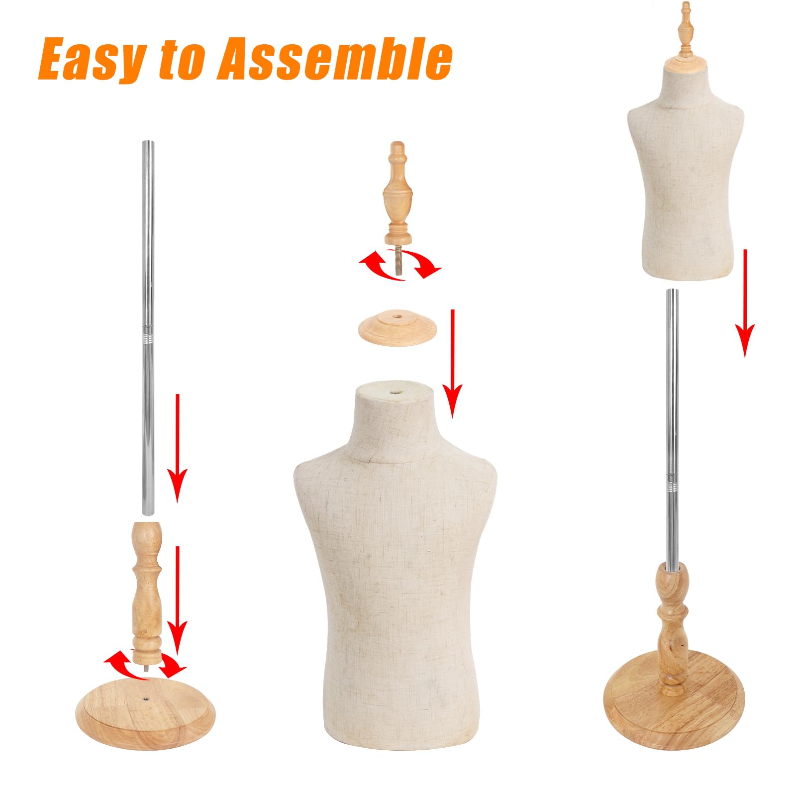 Child Body Cloth Display Torso Mannequin, Kids Half Body Pinnable Dress Form, 2,3,4,5,6,7 Years Old (8-9 Years)