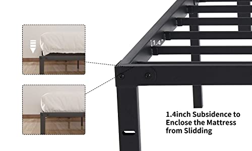 AMOBRO Full Size Bed Frame Metal 14 Inch Platform Base with Storage Heavy Duty with Steel Slats Easy Assembly Noise Free No Need Box Spring Non-Slip,Black