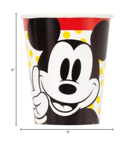 Unique Mickey Mouse Birthday Party Supplies Bundle Pack includes 24 Party Paper Cups and 1 Dinosaur Sticker Sheet