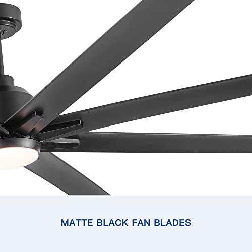 IQCSXLQ 72 Inch Black Large Ceiling Fan with Light and Remote, Outdoor Modern Ceiling Fan with Led Lights, Industrail Ceiling Fan with 8 Blade for Indoor Living Room Patios Office, DC Silent Motor…