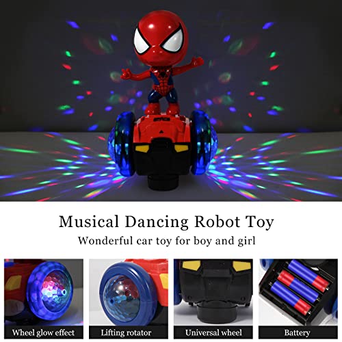 TOYLEMSAN Dancing Spider Robot Toys Interactive Musical Super Héró Car Toy Flashing Lights Intelligent Interactive Educational Robot for Chirldent Day Birthday Gift Boys Girls Age 2 3 4 5 6 7 8 (Red)