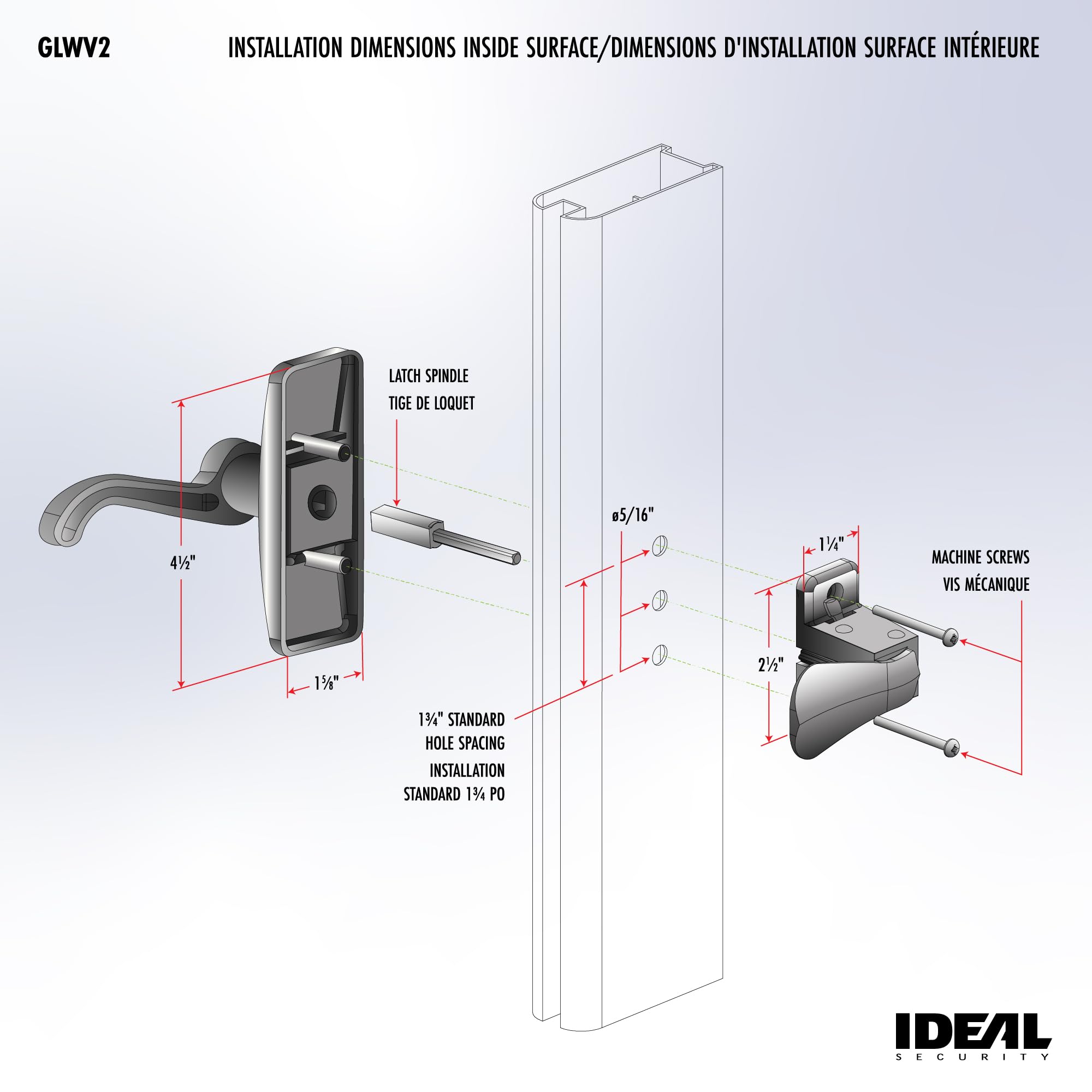 Ideal Security GL Lever Handle Set for Storm Doors and Screen Doors, Storm Door Handle Replacement, Screen Door Handle, White
