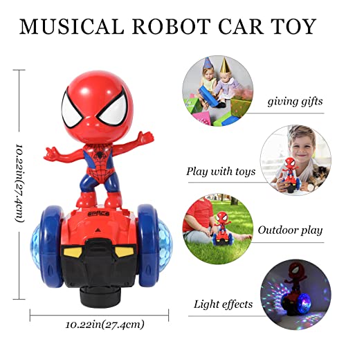 TOYLEMSAN Dancing Spider Robot Toys Interactive Musical Super Héró Car Toy Flashing Lights Intelligent Interactive Educational Robot for Chirldent Day Birthday Gift Boys Girls Age 2 3 4 5 6 7 8 (Red)